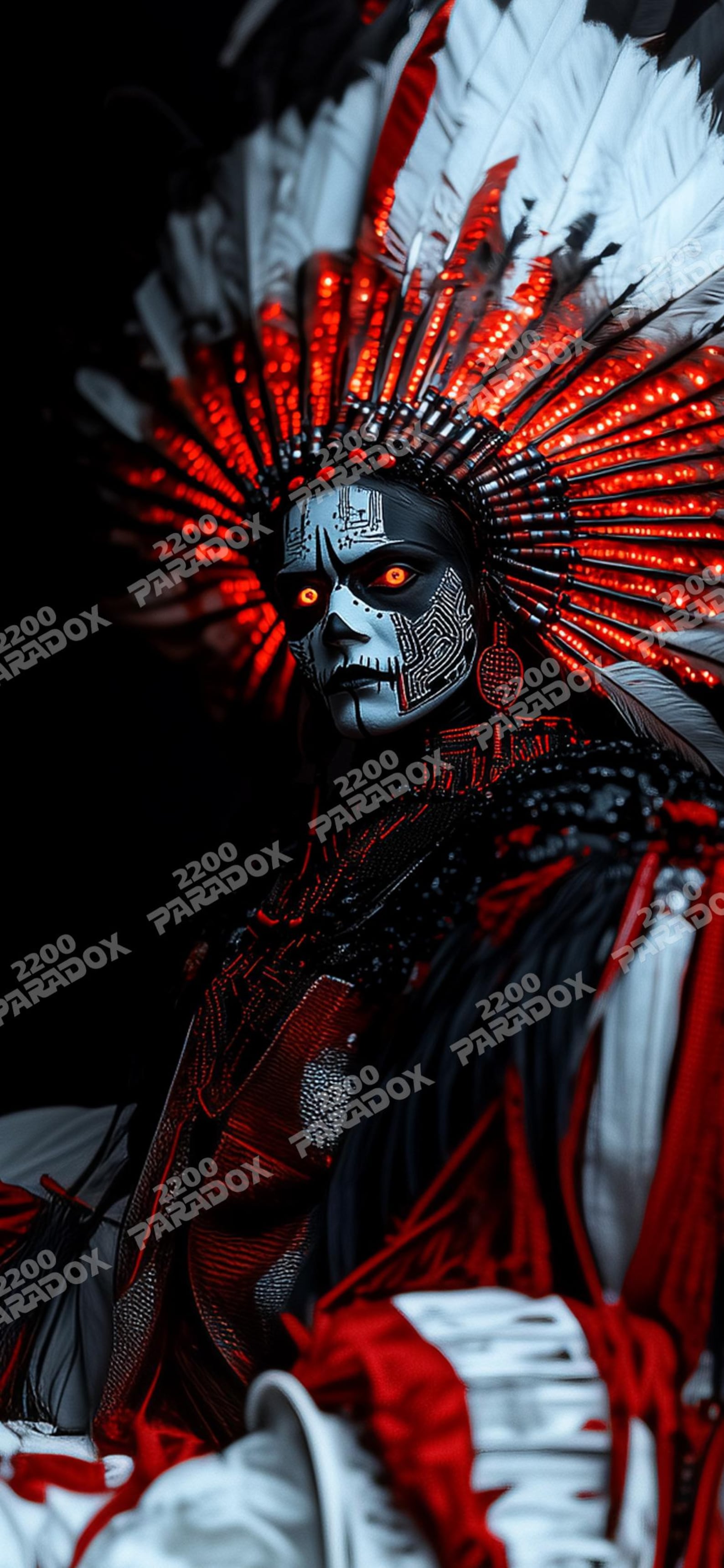 Futuristic Native American Warrior Phone Wallpaper Set | High ...