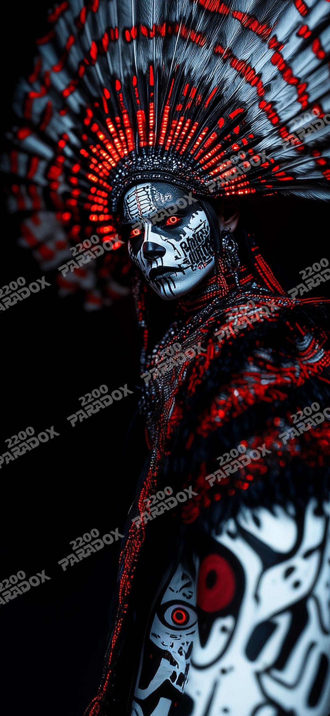 Futuristic Native American Warrior Phone Wallpaper Set | High ...