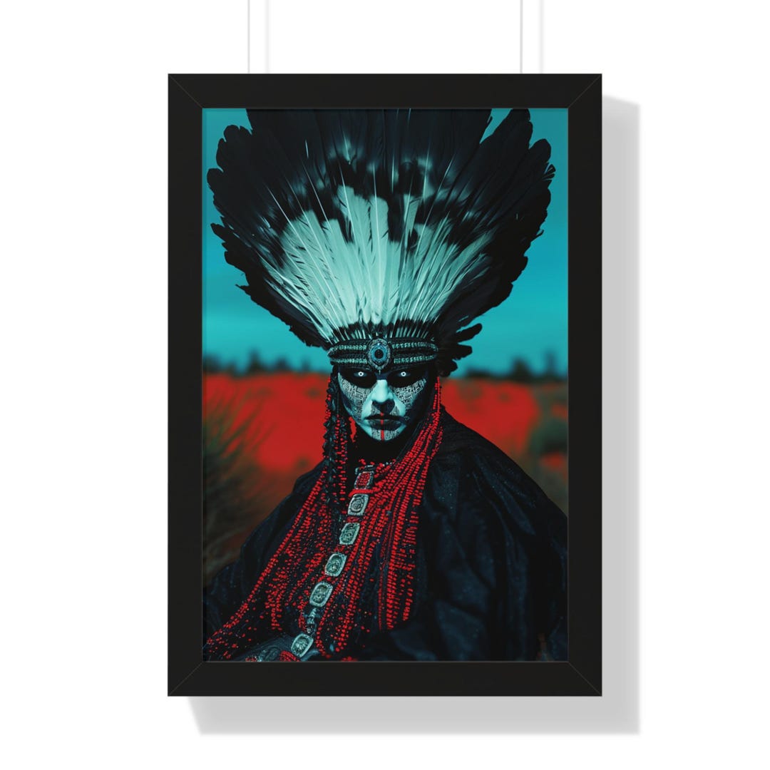Vertical Poster, Futuristic Native American Male Design, Wall Art Decor ...