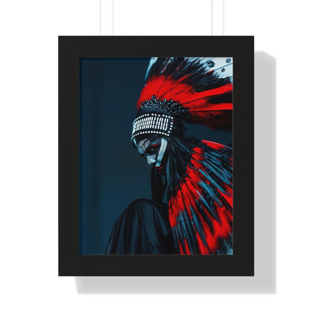 Vertical Poster, Futuristic Native American Art Wall Decor, Tribal Home ...