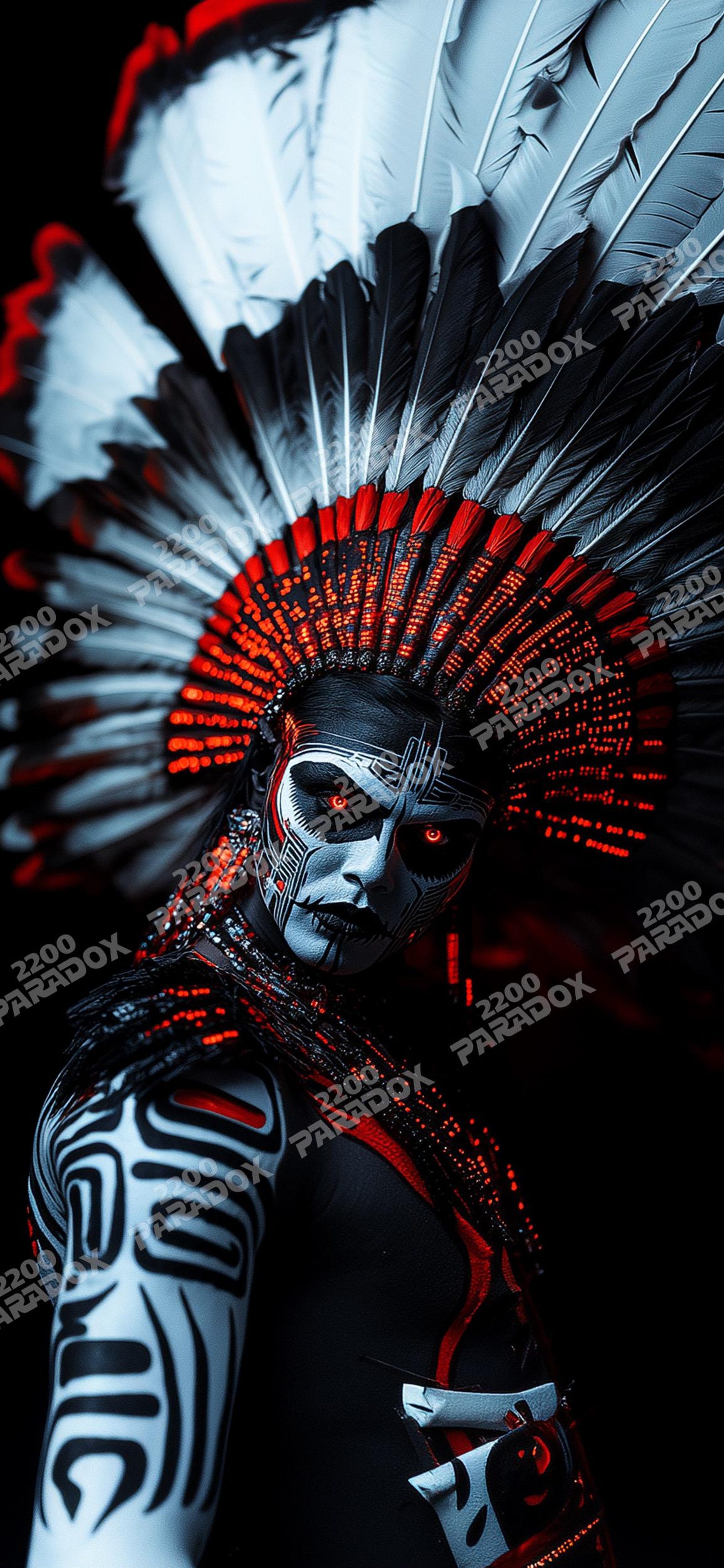 Futuristic Native American Warrior Phone Wallpaper Set | High ...