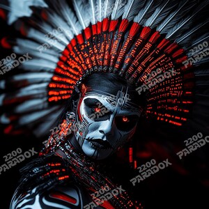 Futuristic Native American Warrior Phone Wallpaper Set | High ...