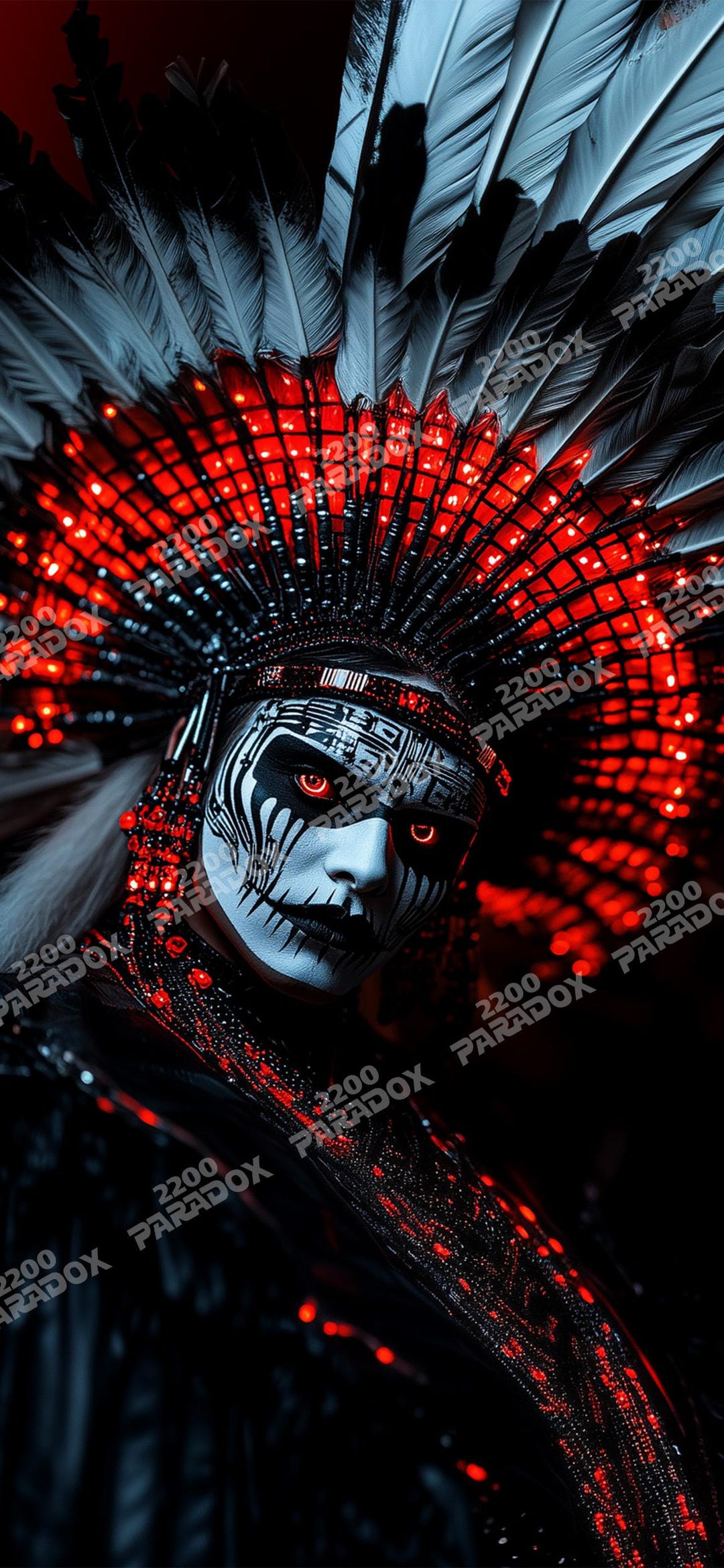 Futuristic Native American Warrior Phone Wallpaper Set | High ...
