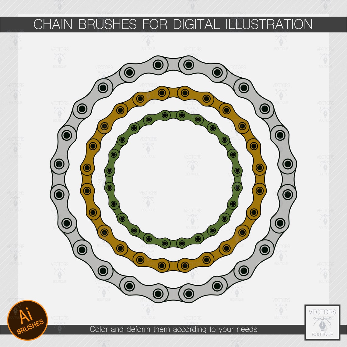 10 Illustrator Chain Brushes for Digital Illustration.vector.oval ...