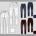 Jeans Vector Fashion Flat Sketch. High Waist Jeans. Dark Blue. Denim ...