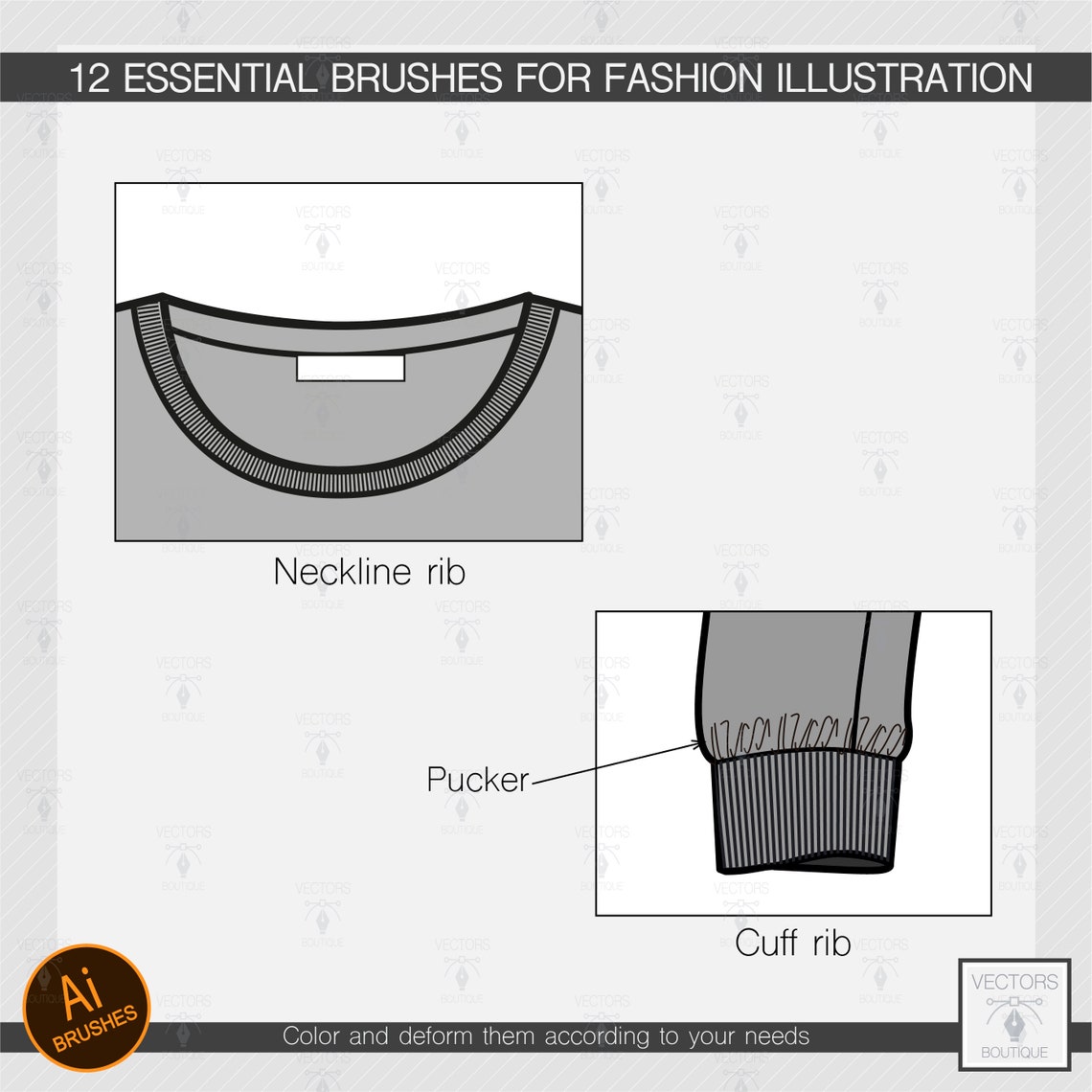 12 Essential Illustrator Brushes for Fashion Illustration. Vectors ...