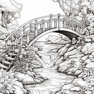 Japanese Gardens Colouring Pages 5 - Etsy