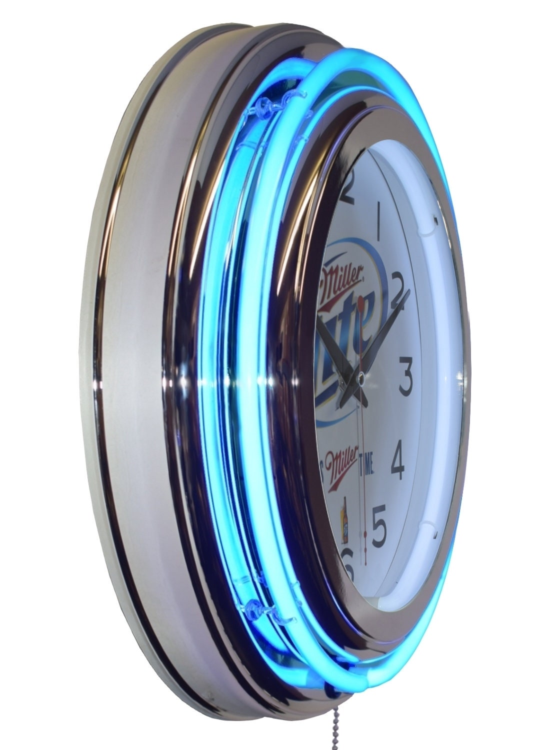 Miller Lite It's Miller Time Blue Double Neon Bar Clock - Etsy