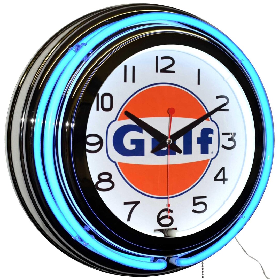 Gulf Oil Gasoline Double Neon Advertising Clock Garage Decor (15") - Etsy