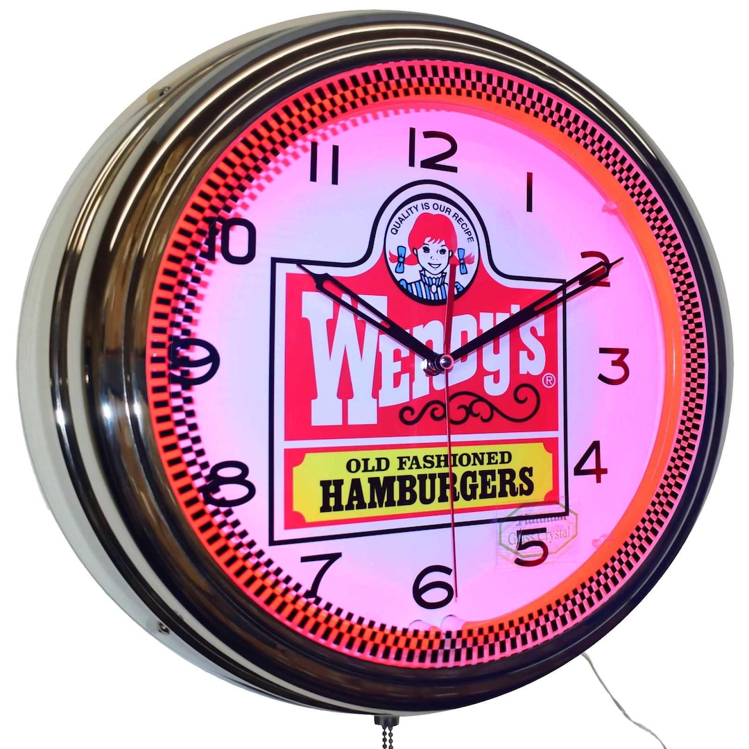 Wendy's Old Fashioned Hamburgers Classic Neon Diner Clock Home Kitchen ...