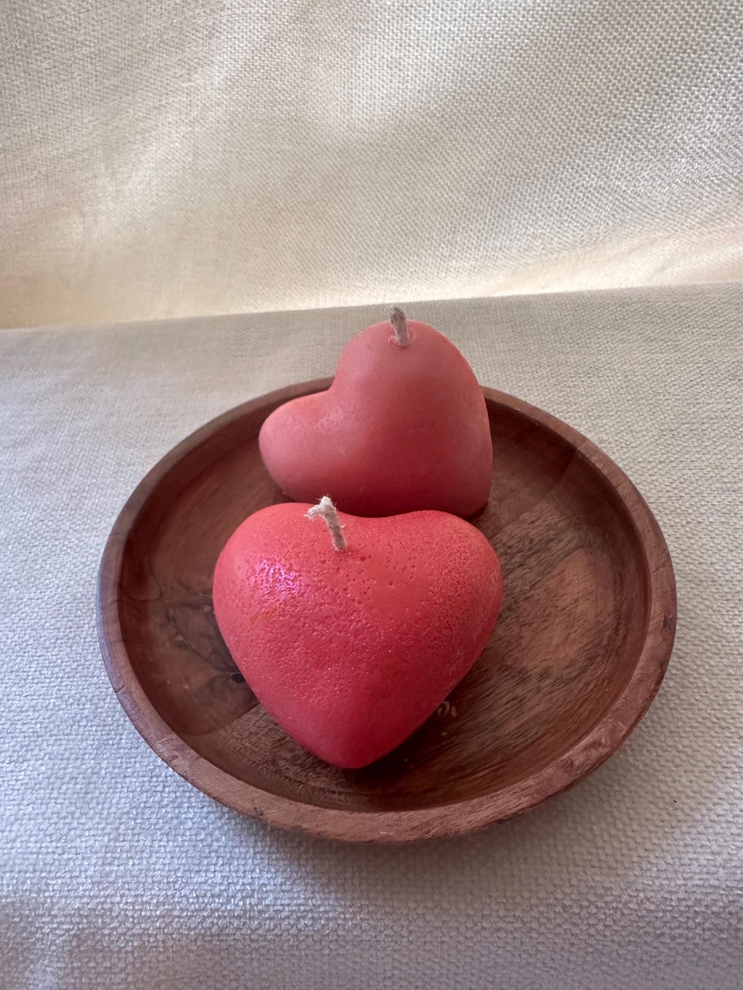 Set of Two Puffy Heart Shaped Candles - Etsy