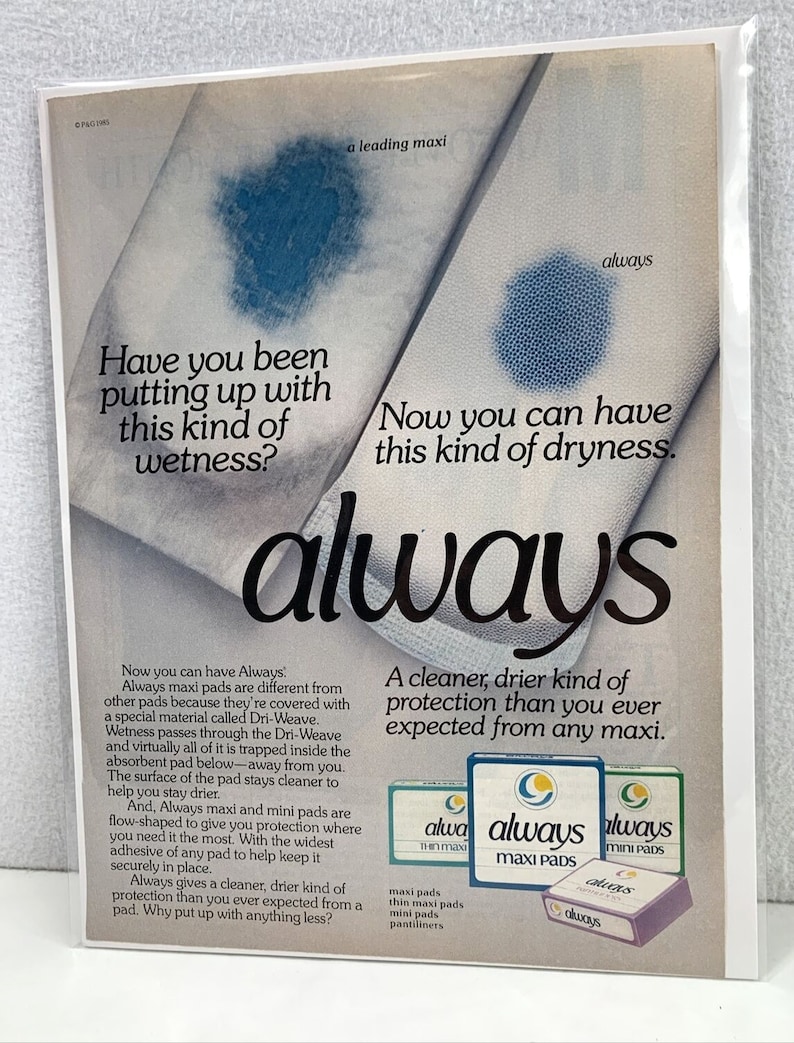 Vintage 1985 Print Ad Always Maxi Pads Genuine Magazine Advertisement ...