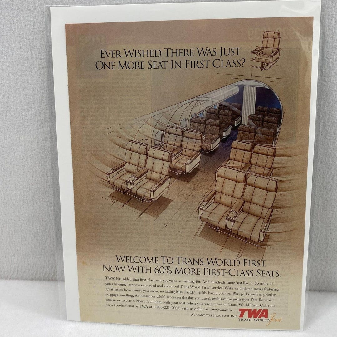 Vintage Print Ad 90's TWA Airline Genuine Magazine Advertisement ...