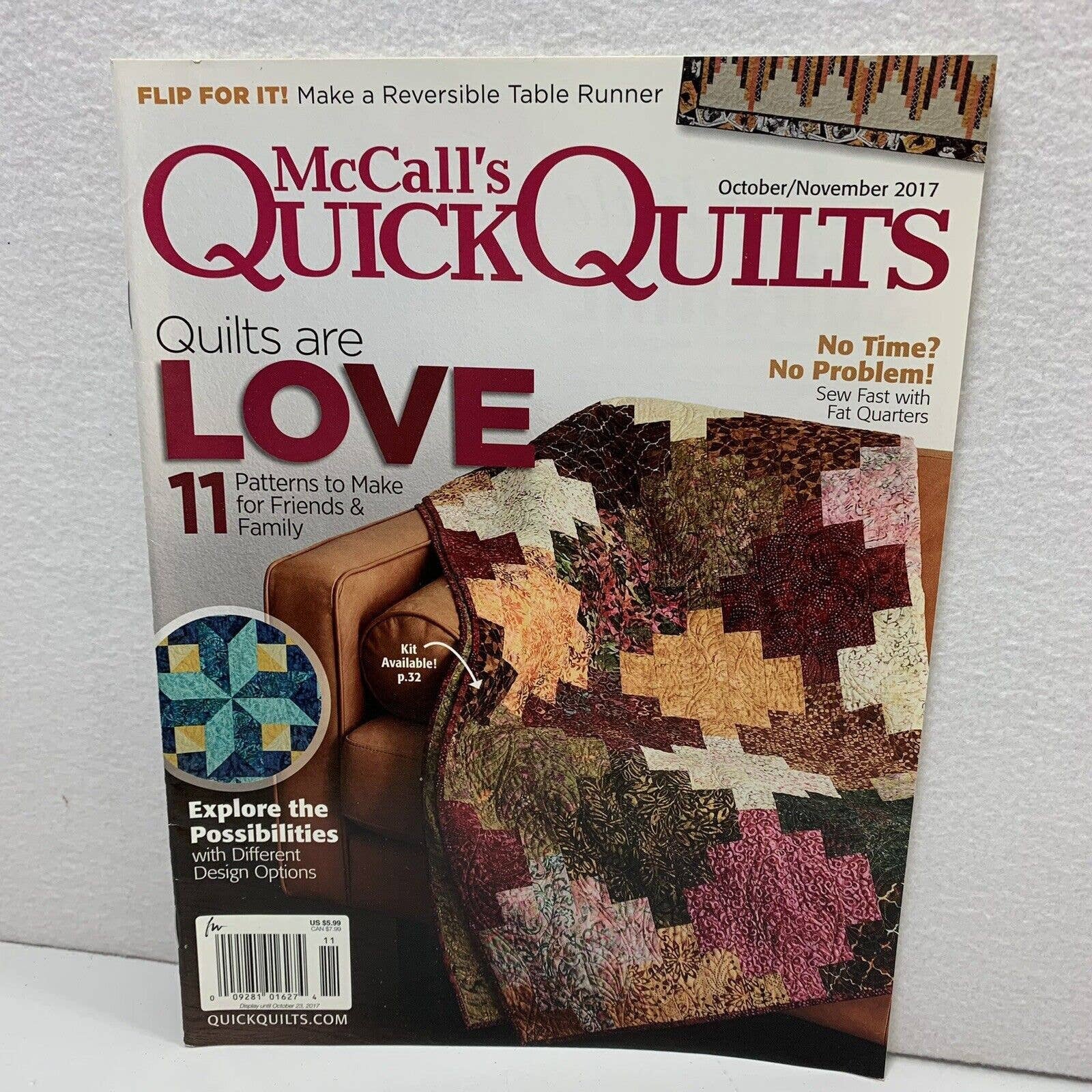 3 Mccalls Quick Quilts Magazines Dec/jan June/july Oct/nov 2017 Quilt ...