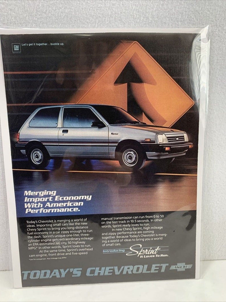 Vintage 1985 Print Ad Chevrolet Sprint Car Genuine Magazine ...