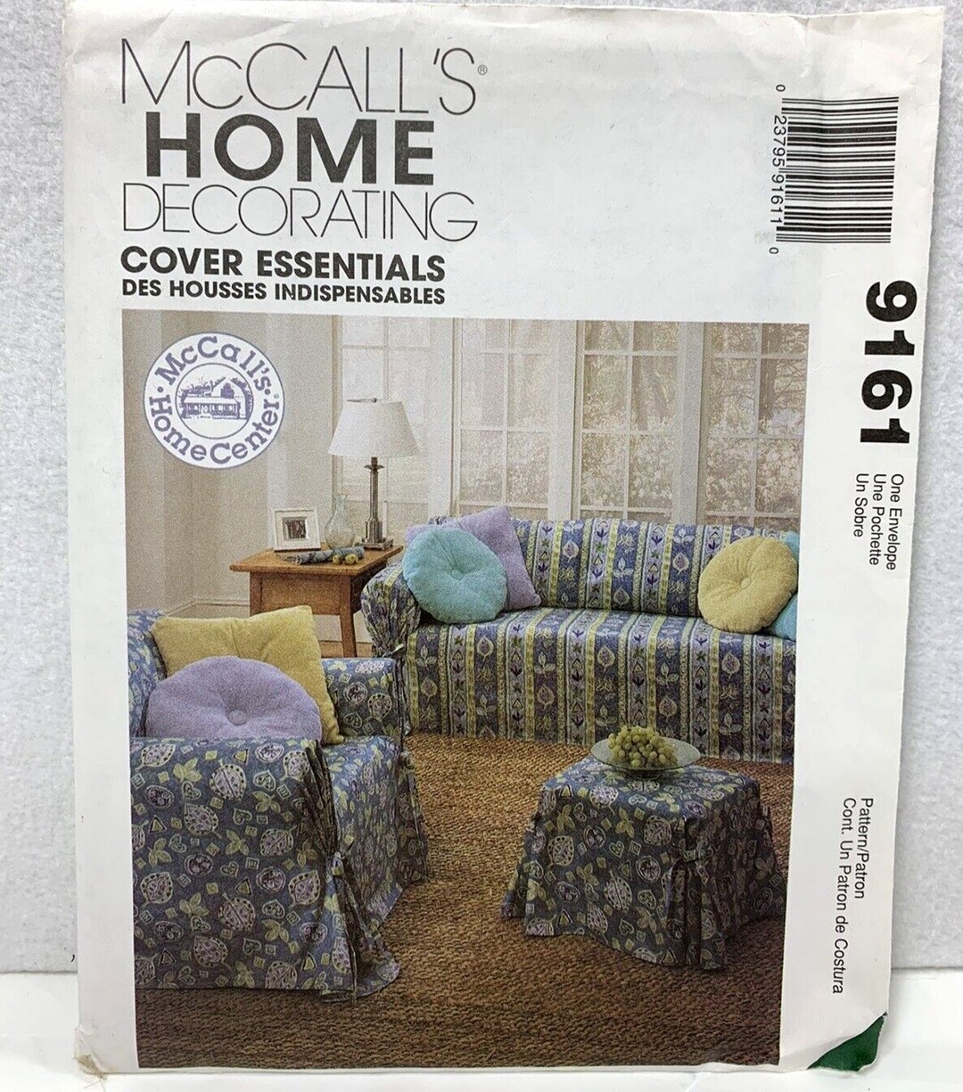 Mccall's Home Decorating Sofa Chair Ottoman Cover Pattern 9161 Uncut ...