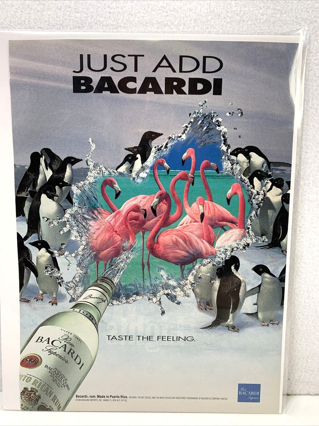 Vintage 1994 Print Ad Bacardi Pink Flamingos Genuine Magazine ...