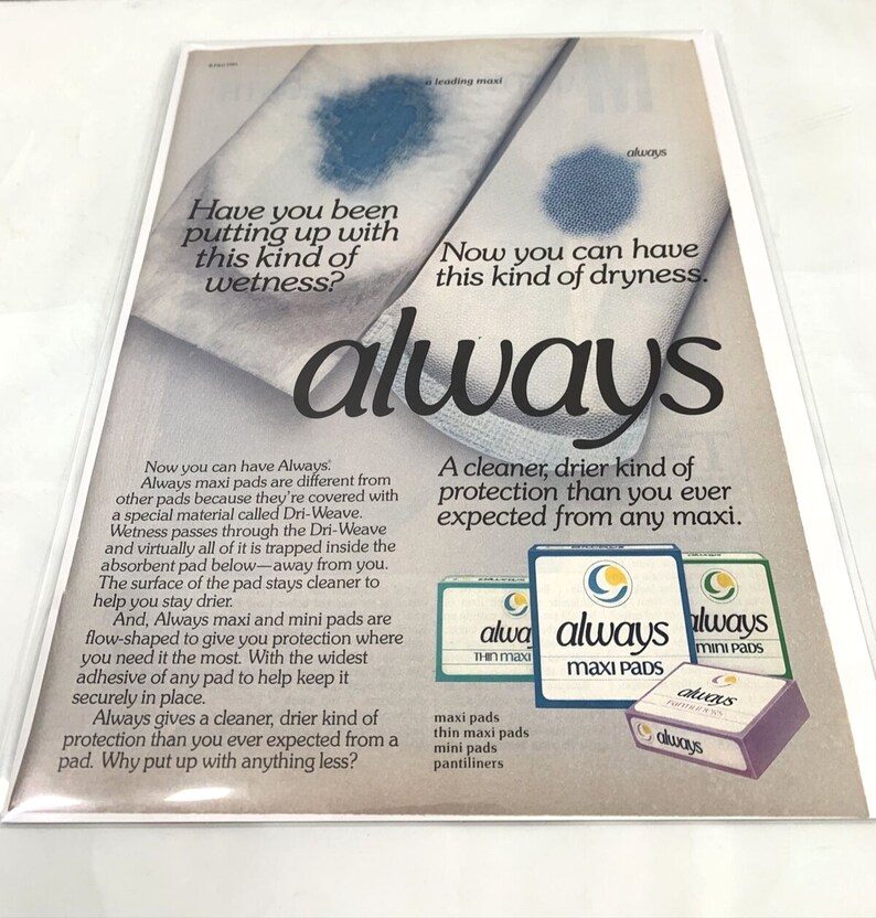 Vintage 1985 Print Ad Always Maxi Pads Genuine Magazine Advertisement ...