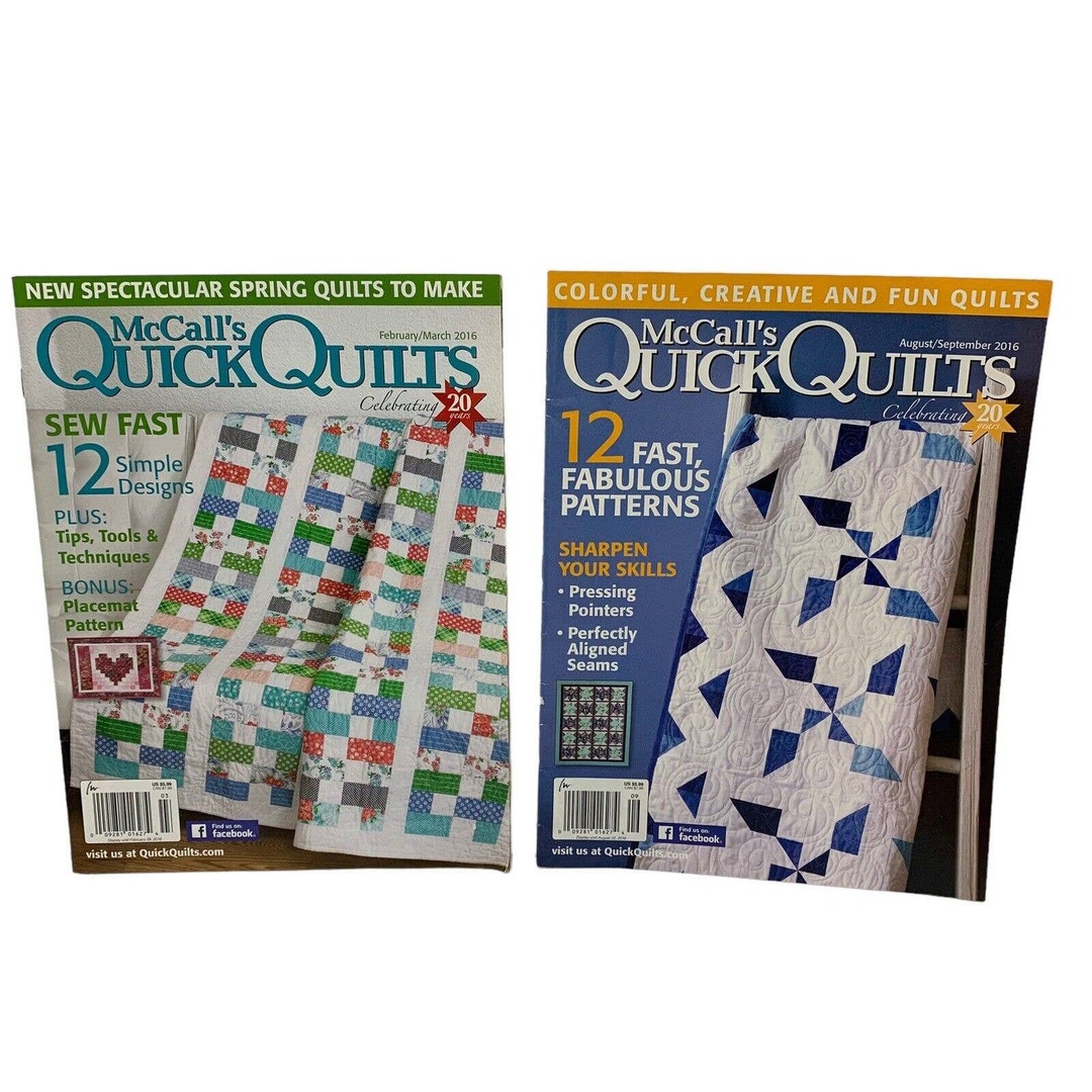 2 Mccalls Quick Quilts Magazines Feb/march & Aug/sept 2016 Quilt ...