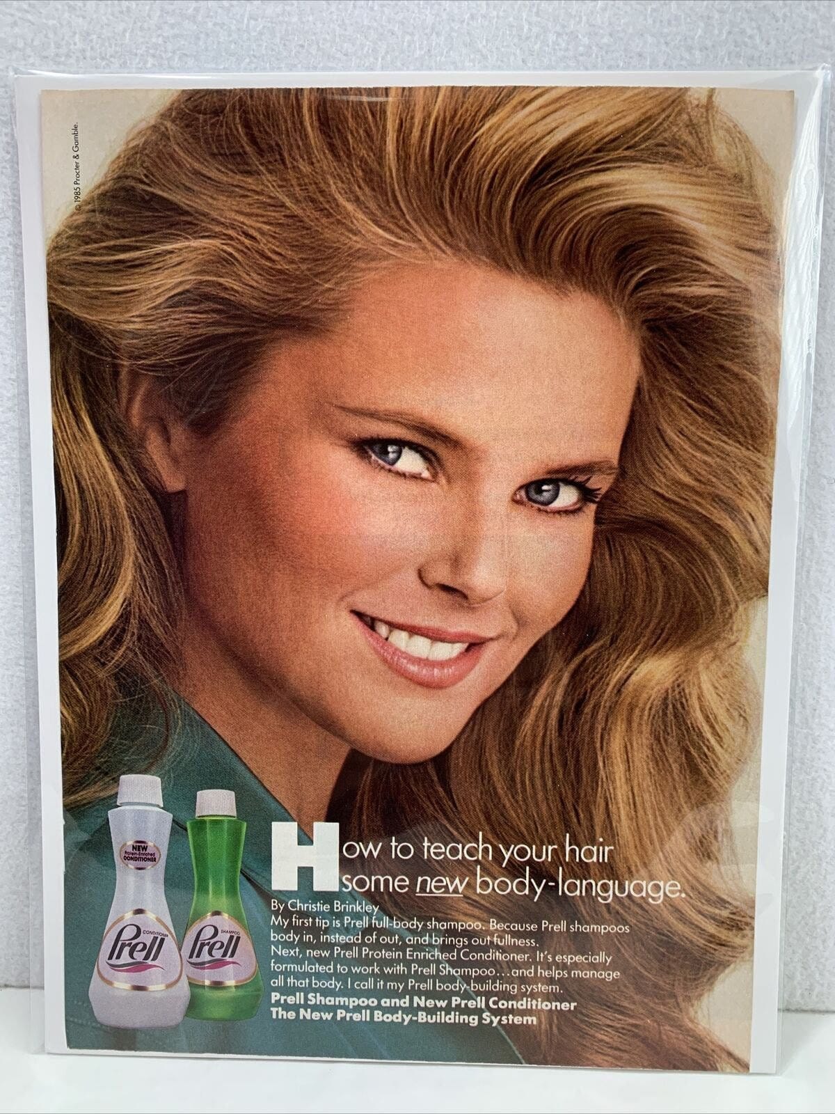 Vintage 1985 Print Ad Christie Brinkley Prell Genuine Magazine Advertisement Etsy