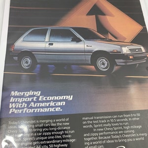 Vintage 1985 Print Ad Chevrolet Sprint Car Genuine Magazine ...