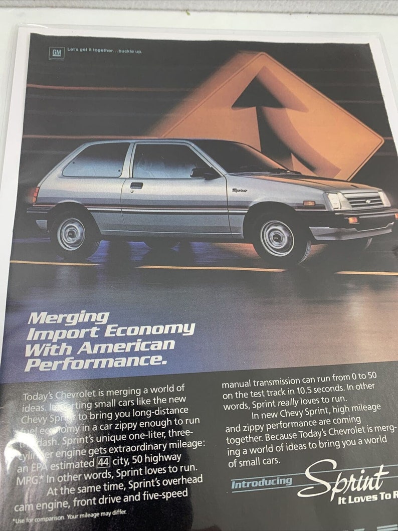 Vintage 1985 Print Ad Chevrolet Sprint Car Genuine Magazine ...