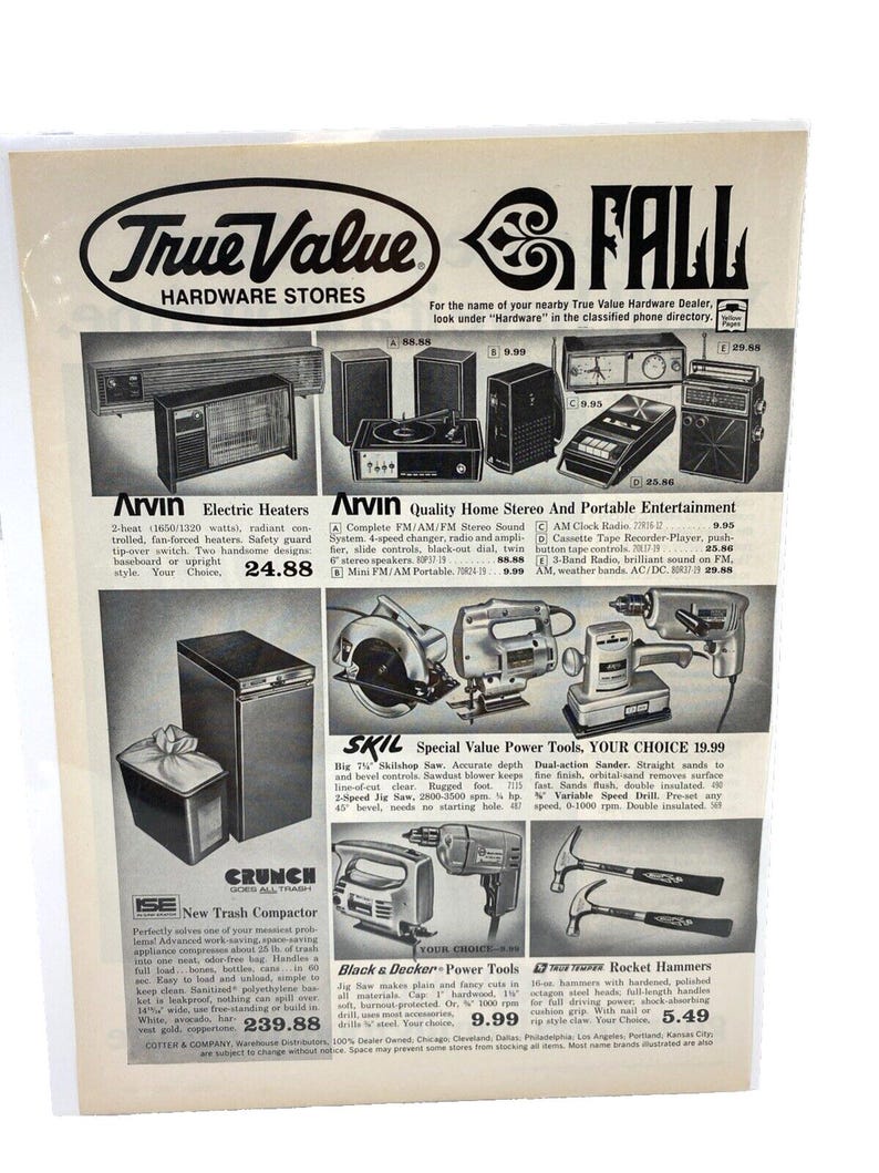 Vtg Print Ad 70's True Value Hardware Genuine Magazine Advertisement ...