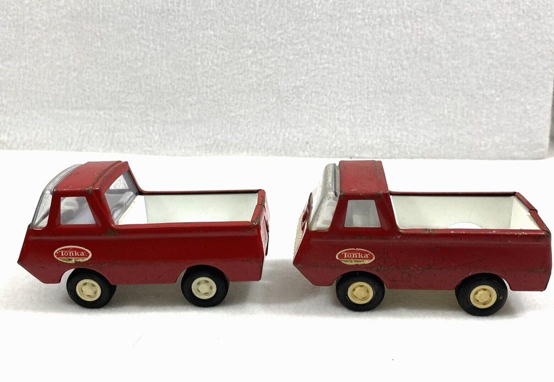 Two Vintage 1970s Mini Tonka Truck Pickup Red Pressed Metal Toy 4.5" - Etsy