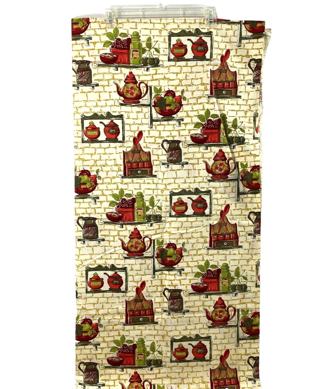 Vintage Mid Century Kitchen Curtain Fabric 2 Pieces 42" X 90" Fruit ...