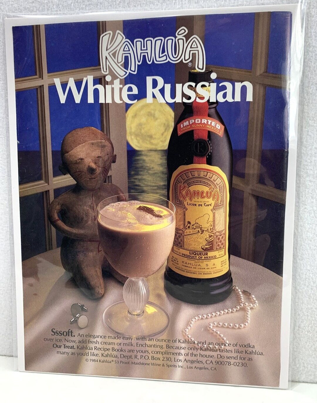 Vintage 1984 Print Ad Kahlua White Russian Genuine Magazine ...