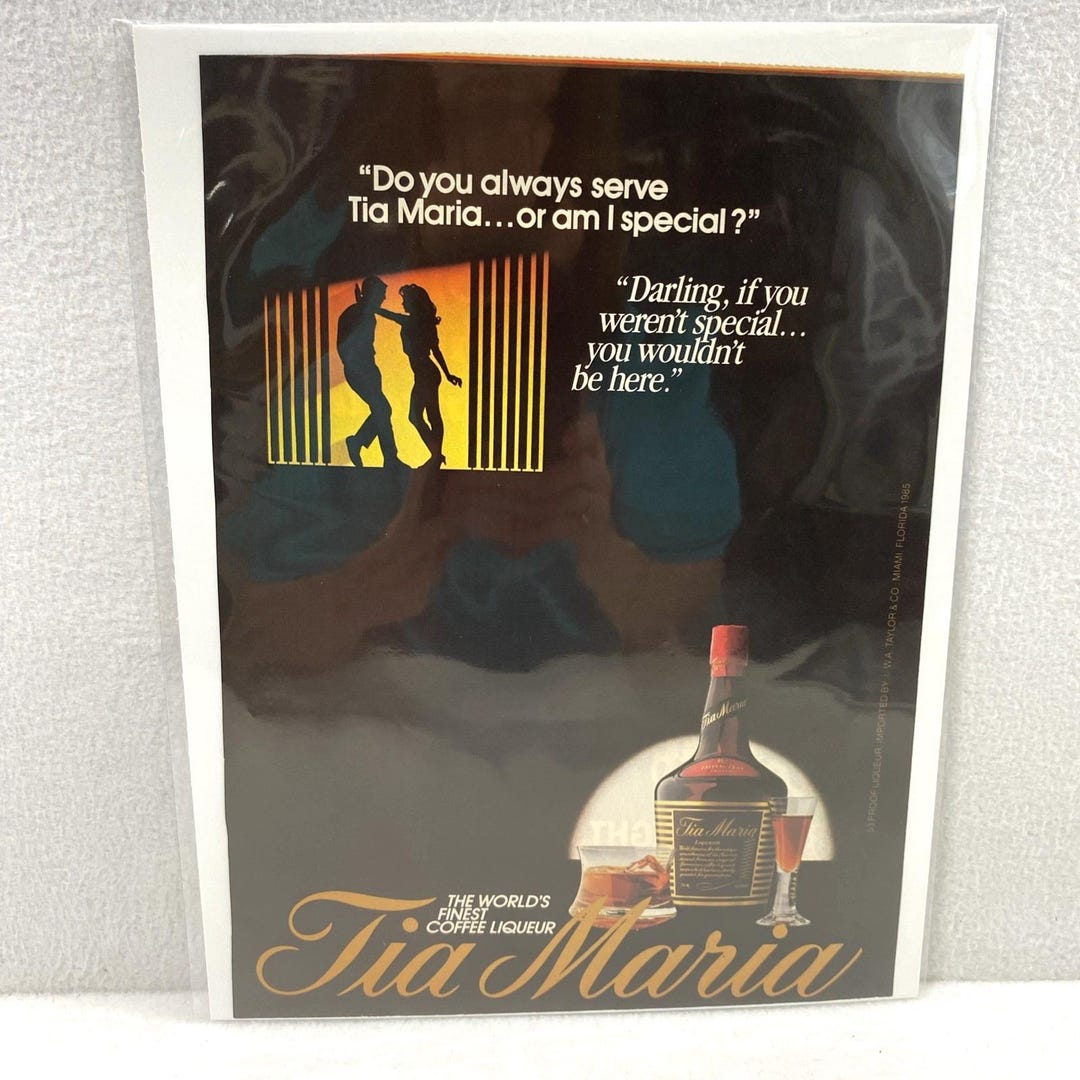 Vintage Print Ad 80's Tia Maria Liqueur Genuine Magazine Advertisement ...