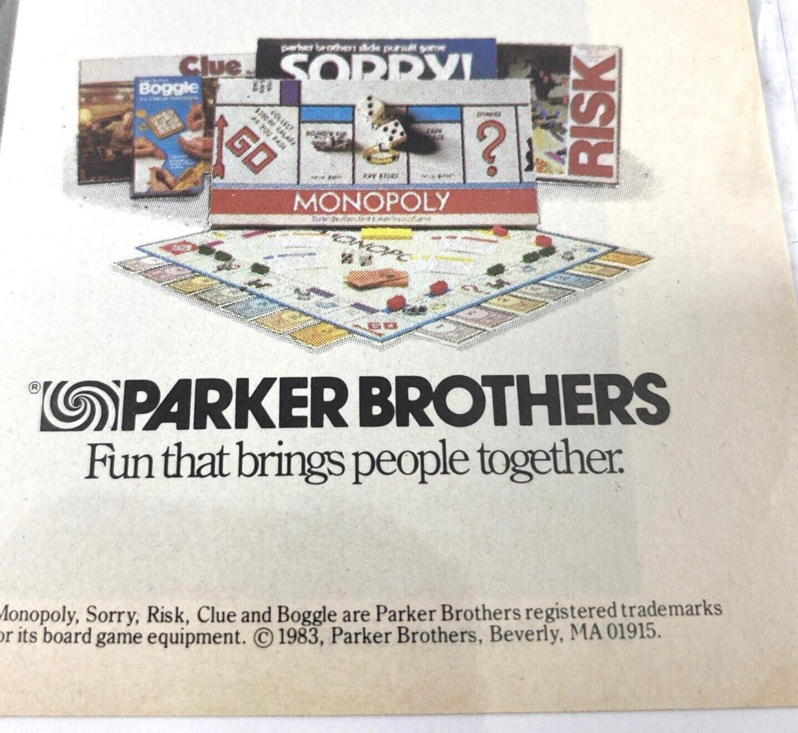 Vintage Print Ad 80's Monopoly Game Genuine Magazine Advertisement ...