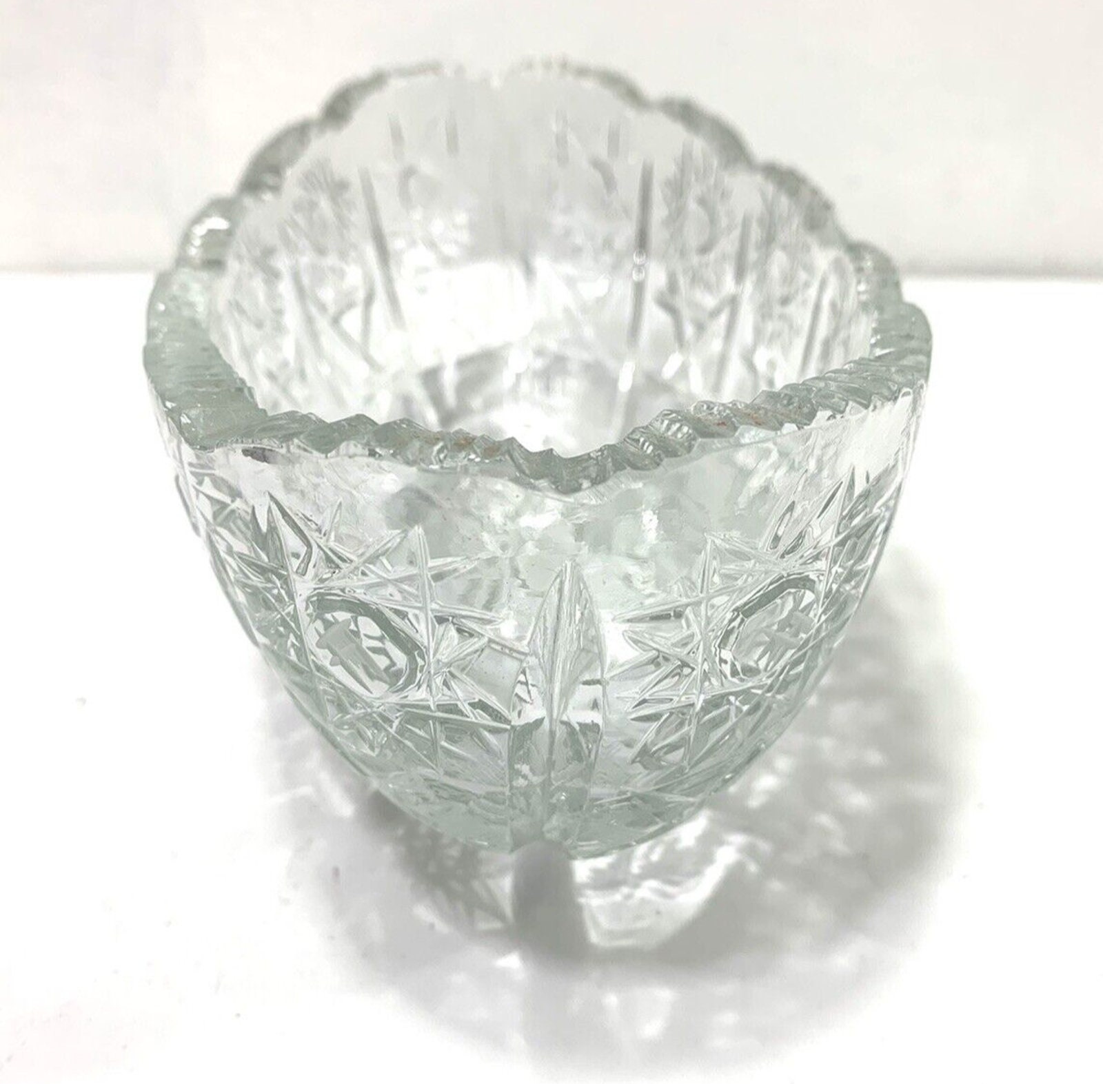 Pasabahce Heavy Thick Cut Crystal Oblong Bowl Vintage Sawtooth Edge - Etsy