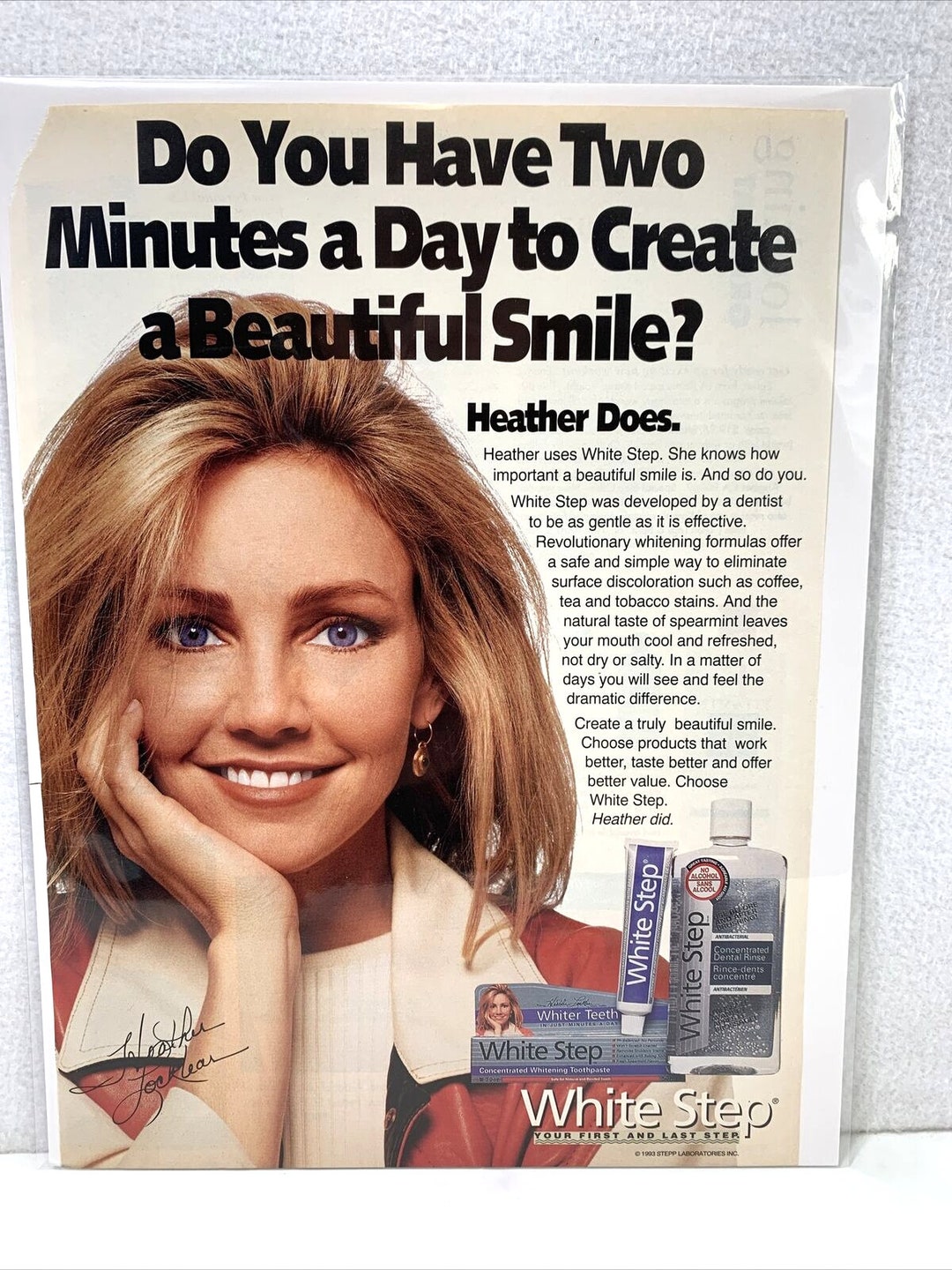 Vintage 1993 Print Ad Heather Locklear White Step Genuine Magazine ...