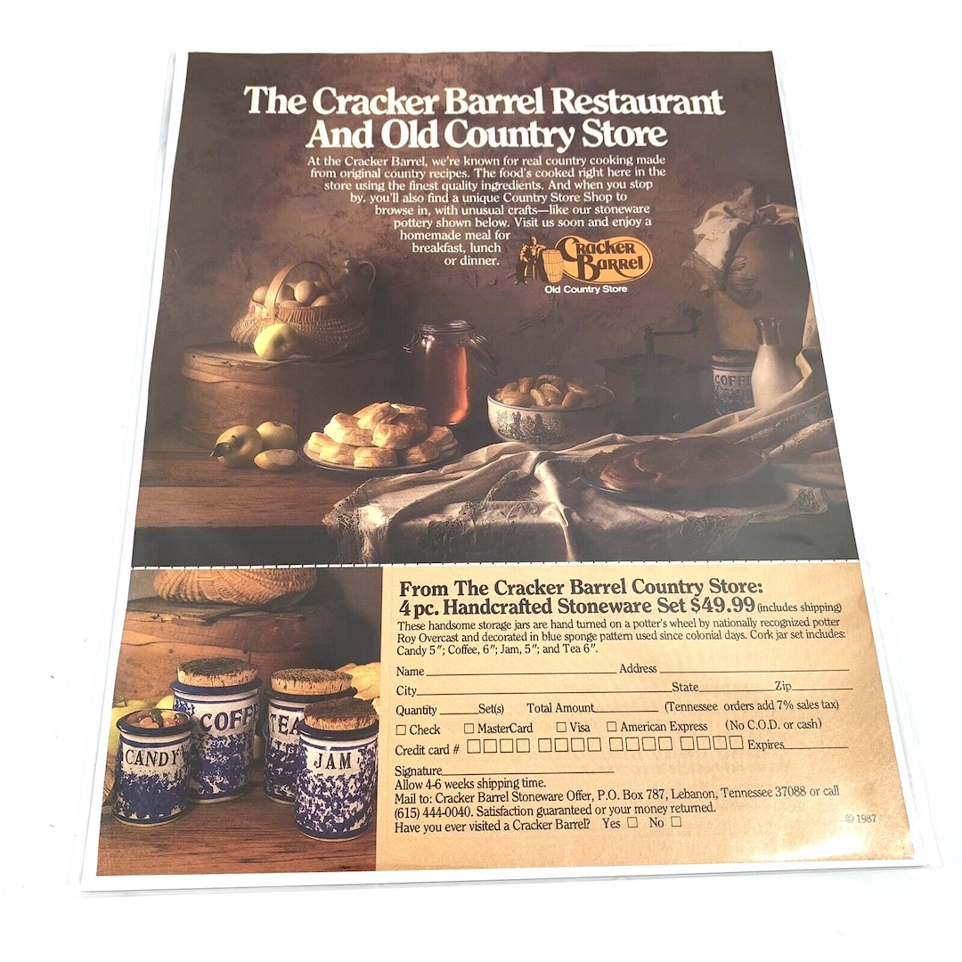 Vintage 1987 Cracker Barrel Genuine Magazine Advertisement Print Ad ...
