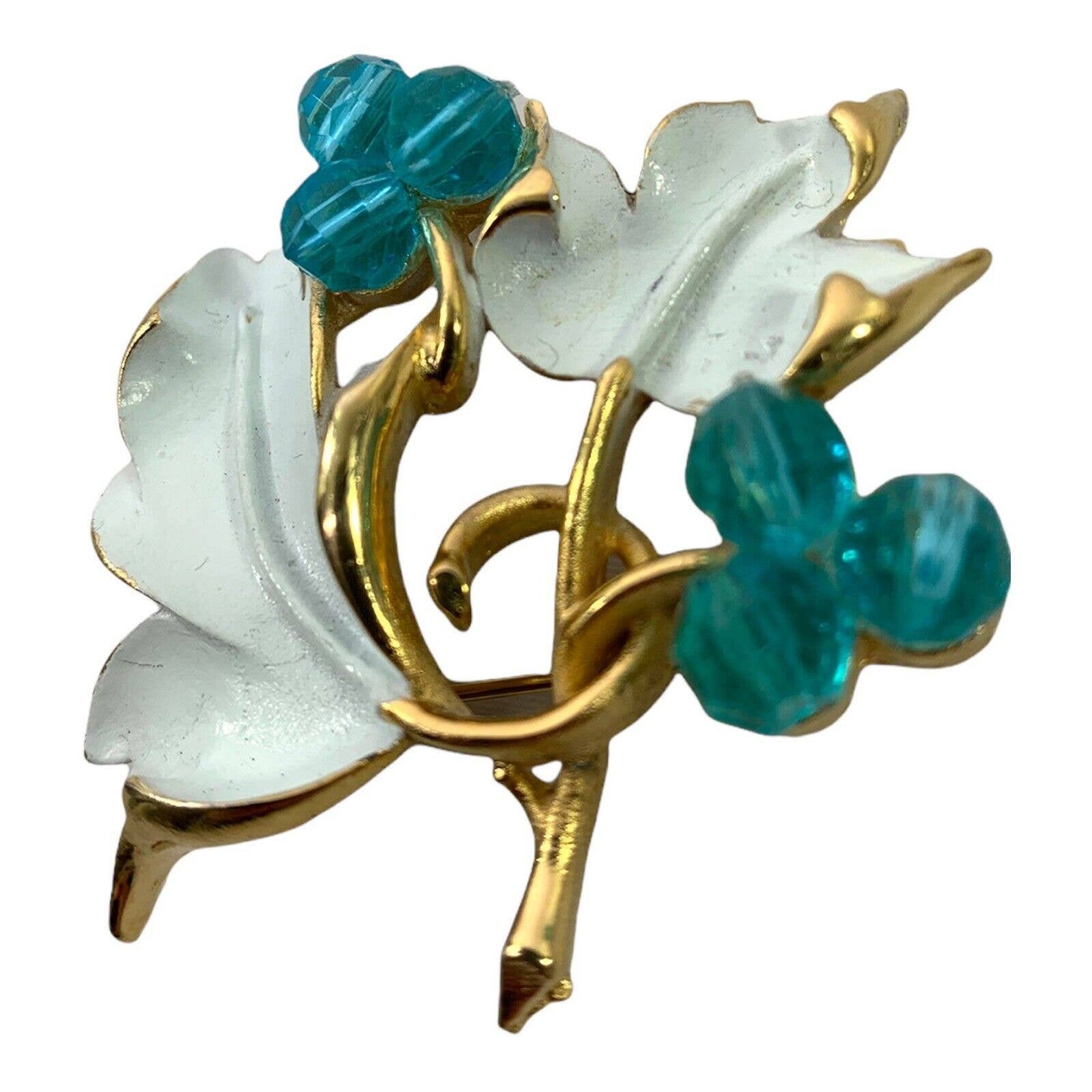 Vintage Marked Sarah Coventry Brooch Goldtone White Enamel - Etsy