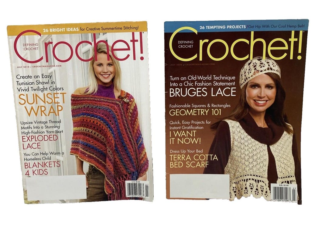 2 Defining Crochet Magazines July 2008 & July 2011 Patterns Tops Hat ...