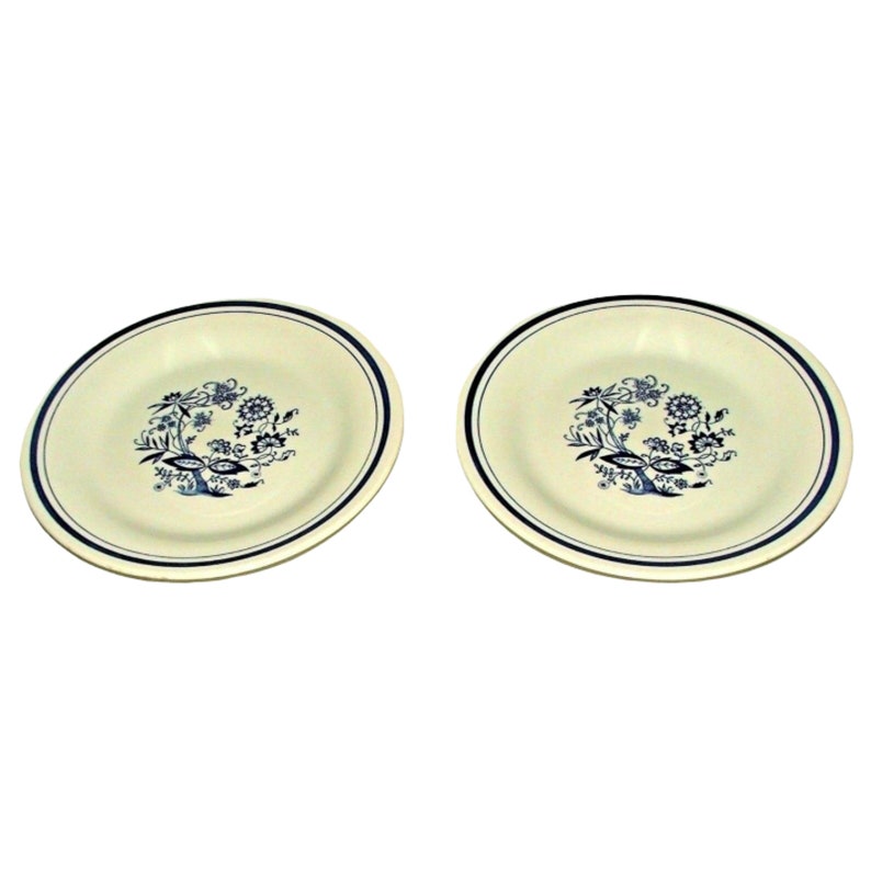 2 Vintage Oxford Dinner Plates Blue Floral Pattern Ivory Round - Etsy