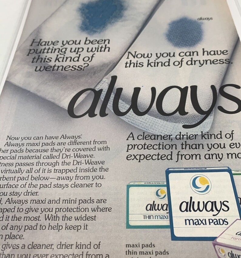 Vintage 1985 Print Ad Always Maxi Pads Genuine Magazine Advertisement ...