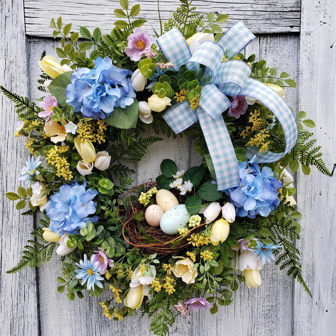 Spring Welcome Wreath, Spring Grapevine Wreath, Spring Floral Wreath ...
