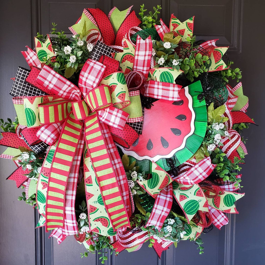 Summer Watermelon Wreath Watermelon Door Decor Summer Wreath For