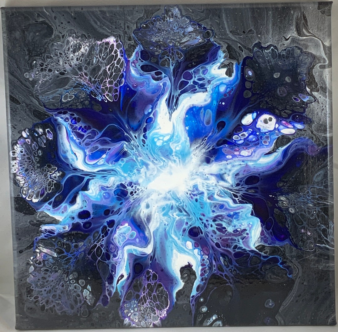 12x12 Fireworks Acrylic Paint Pour Painting - Etsy