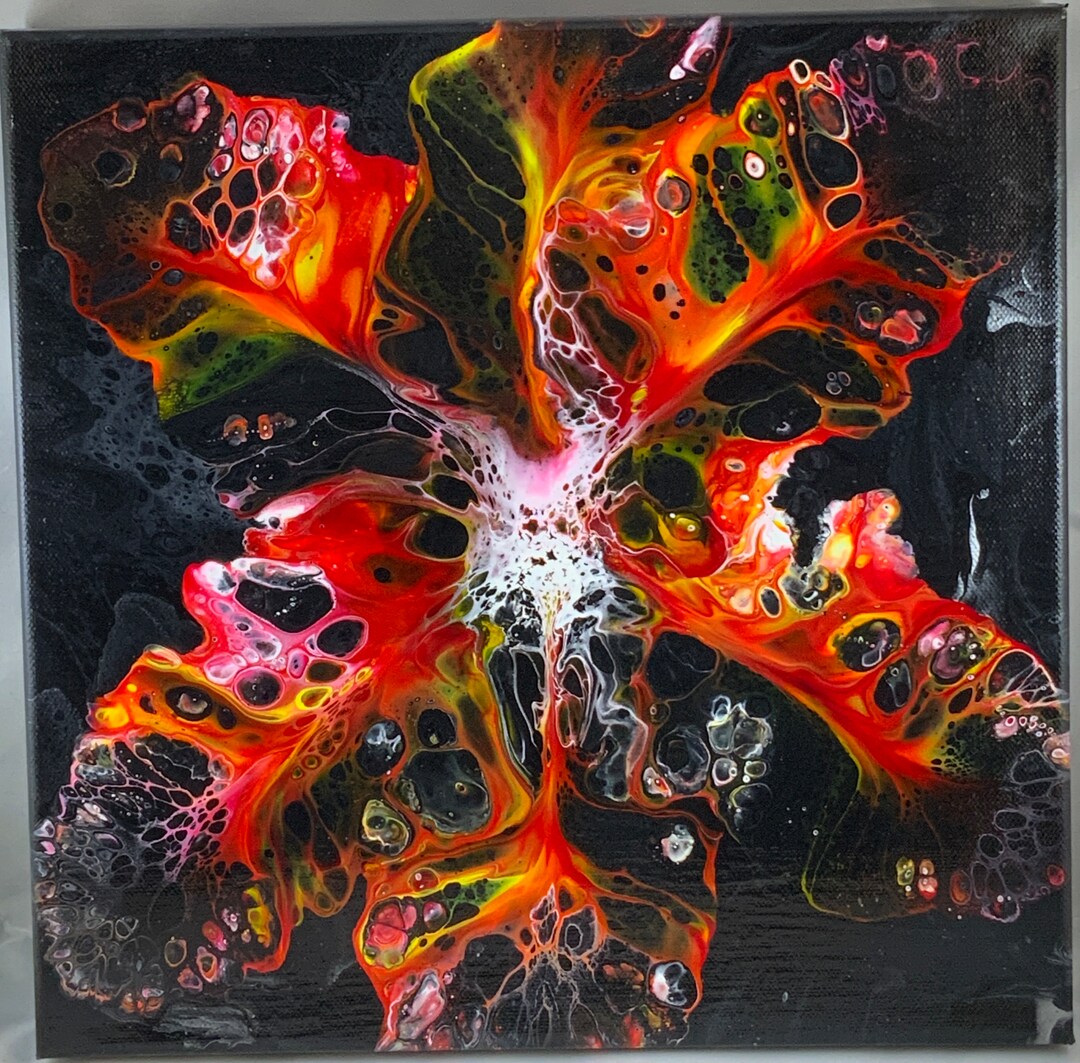 12x12x1.5 Fireworks Acrylic Paint Pour - Etsy