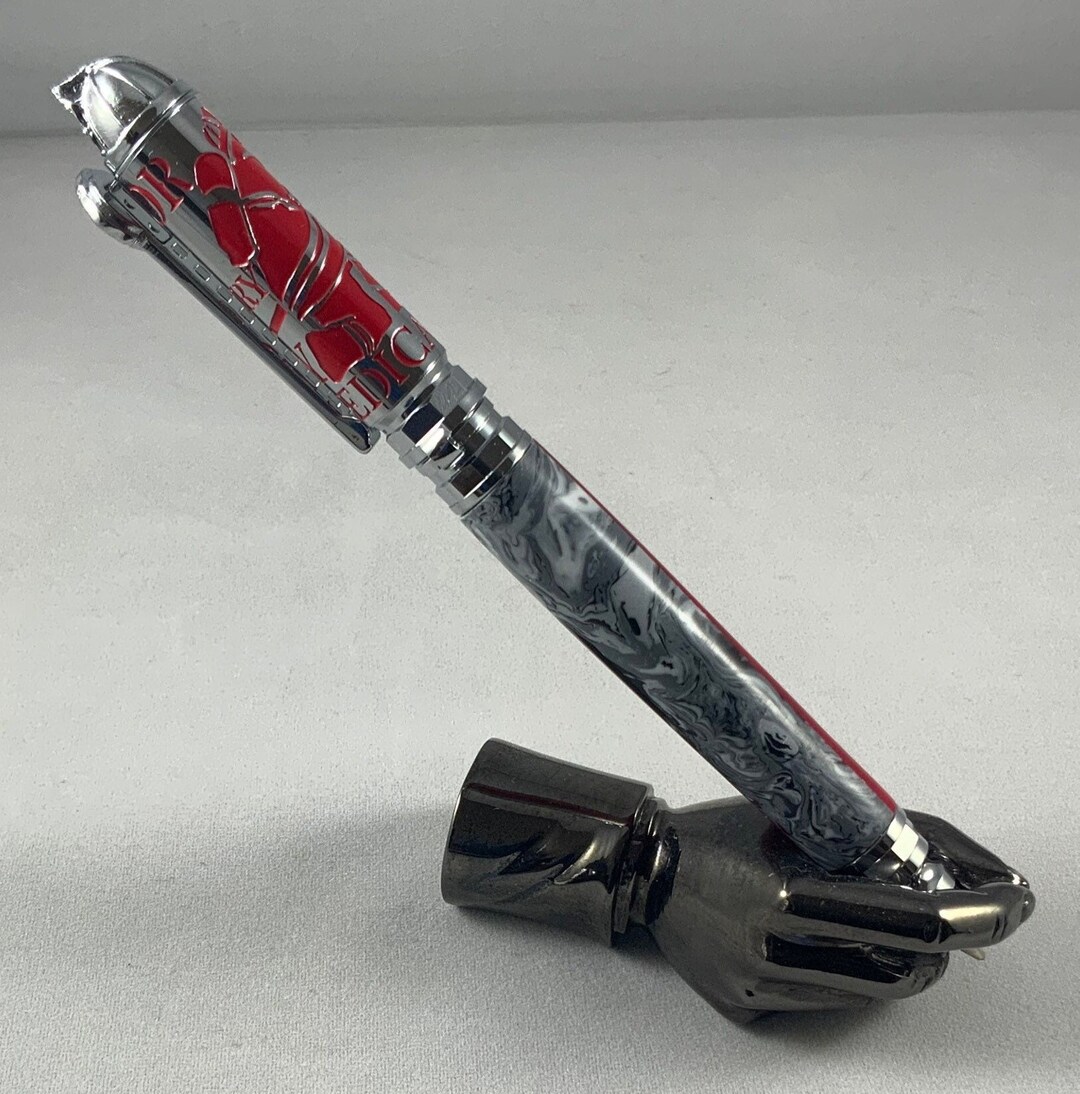 Handmade in Maine Firefighter Push and Lock Pen in Chrome With Acrylic ...