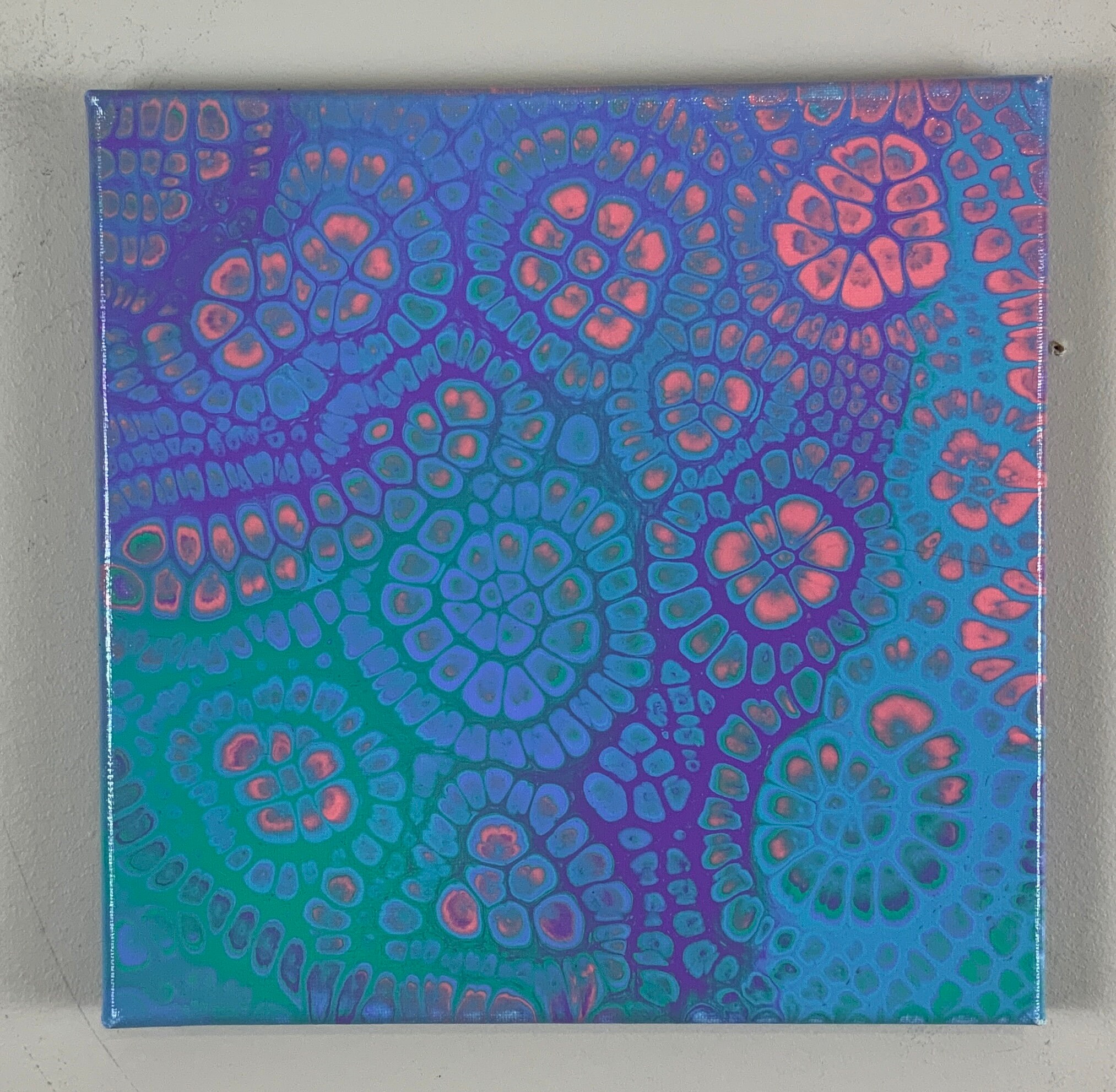 10"x10" Eighties Random Shapes Chameleon Cells Acrylic Paint Pour ...
