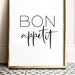 Bon Appetit, Bon Appetit Print, Bon Appetit Sign, Kitchen Wall Art ...