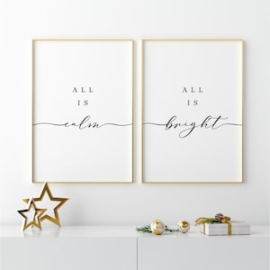 All is Calm, All is Bright, Christmas Printable Decor, Christmas Wall ...