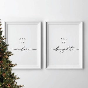 All is Calm, All is Bright, Christmas Printable Decor, Christmas Wall ...