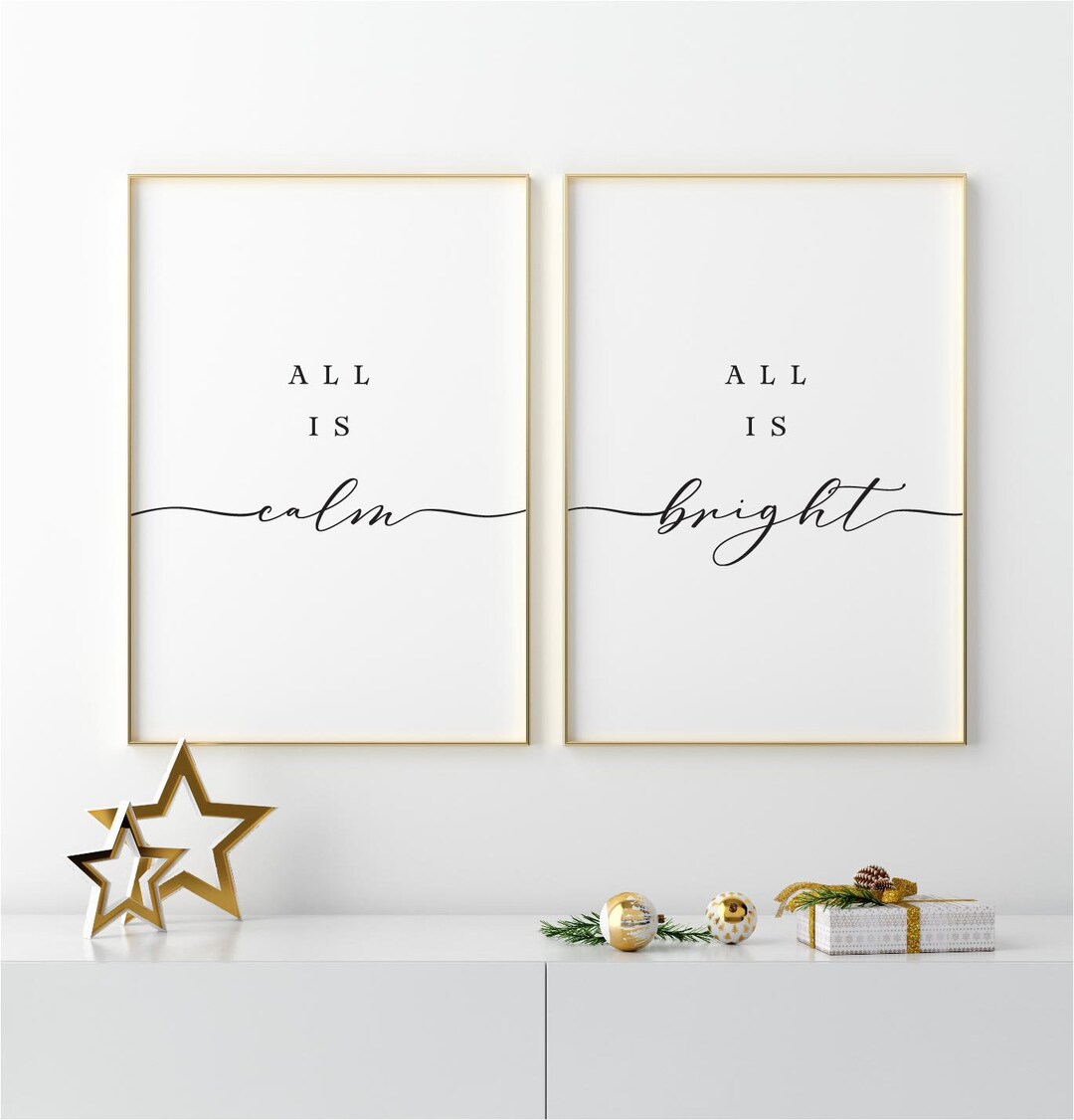 All is Calm, All is Bright, Christmas Printable Decor, Christmas Wall ...