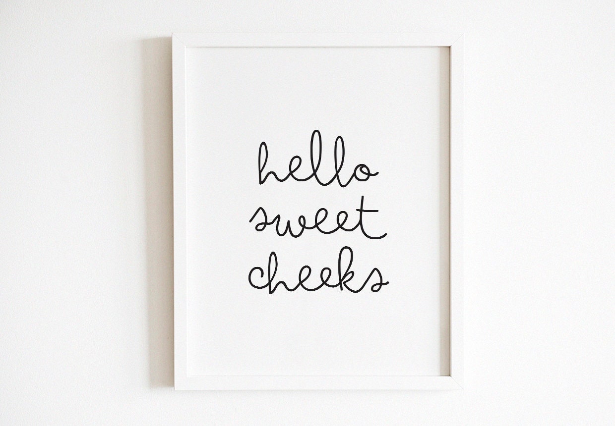 Hello Sweet Cheeks Printable Funny Bathroom Print Bathroom | Etsy